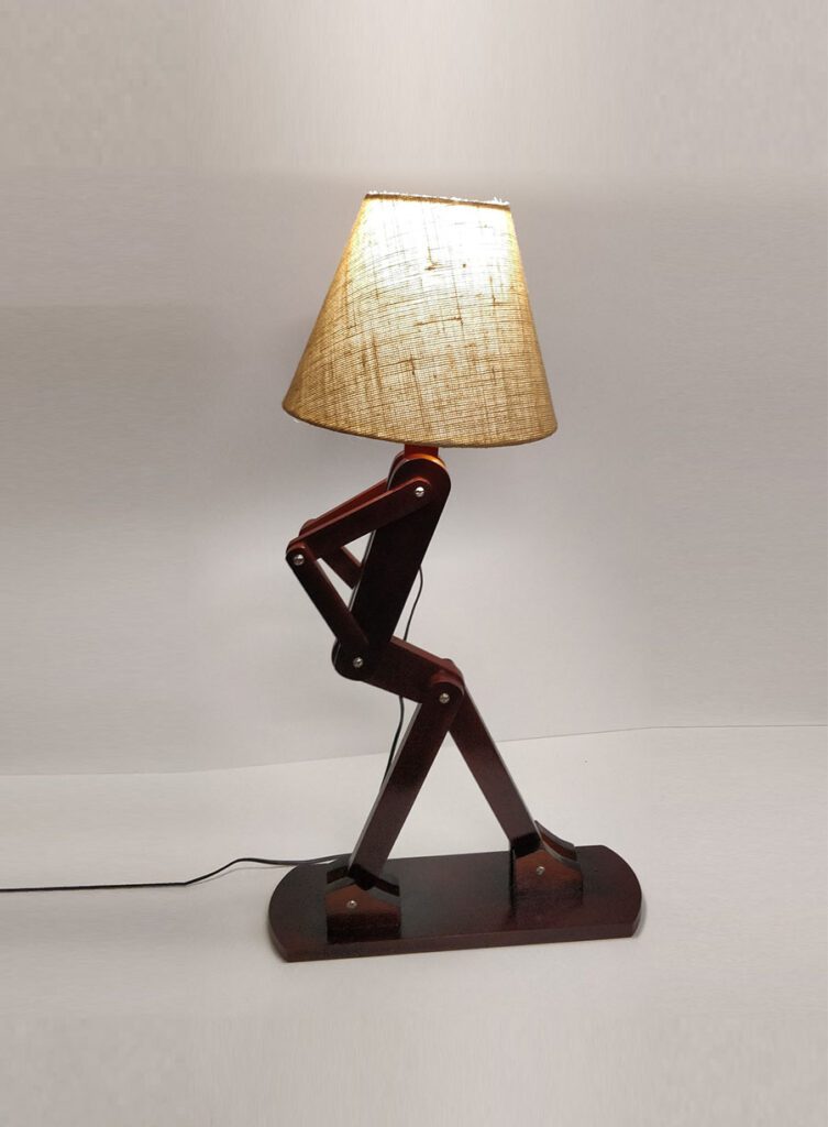 Table Lamp: Stickman Wooden Table Lamp with Ivory Colour Jute Shade a ...