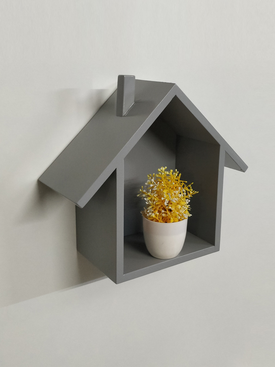 Wooden Wall Shelf House-shaped - Ornate